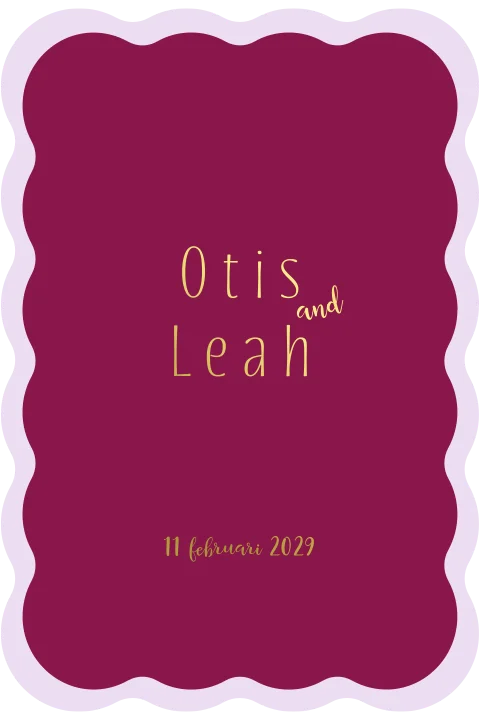Trouwkaart colorblock lila paars aubergine