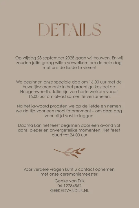 Details kaartje van kalkpapier