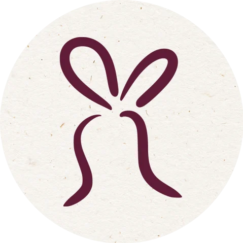 Sluitsticker aubergine strik getekend