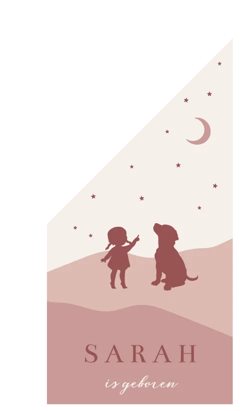 Silhouet vlag met hond en meisje