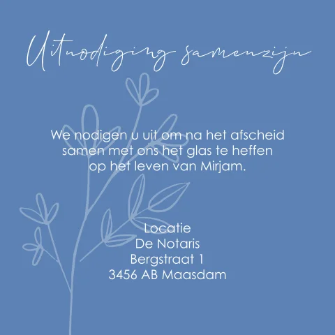 Uitnodiging samenzijn met takje