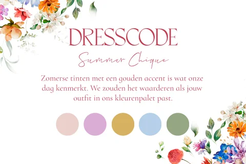 Dresscode huwelijk summer chique kleurenpalet bloemen