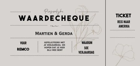Waardecheque om iets cadeau te geven aan iemand