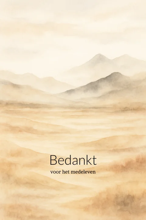 Bedankkaart met een aquarel getekend landschap