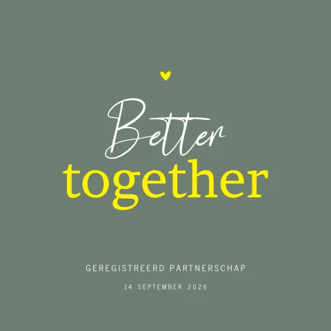 Basic kaart voor geregistreerd partnerschap met hippe kleuren