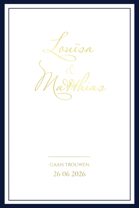 Classical Blue blauwe kaart met goudfolie