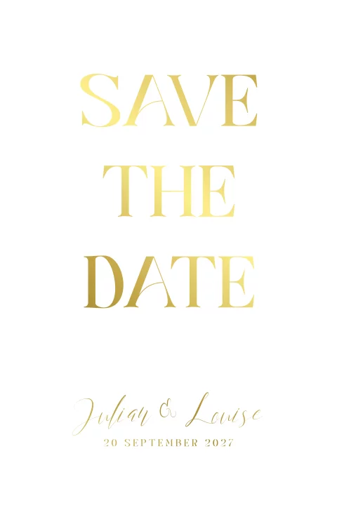 Kalkpapier save the date met goudfolie